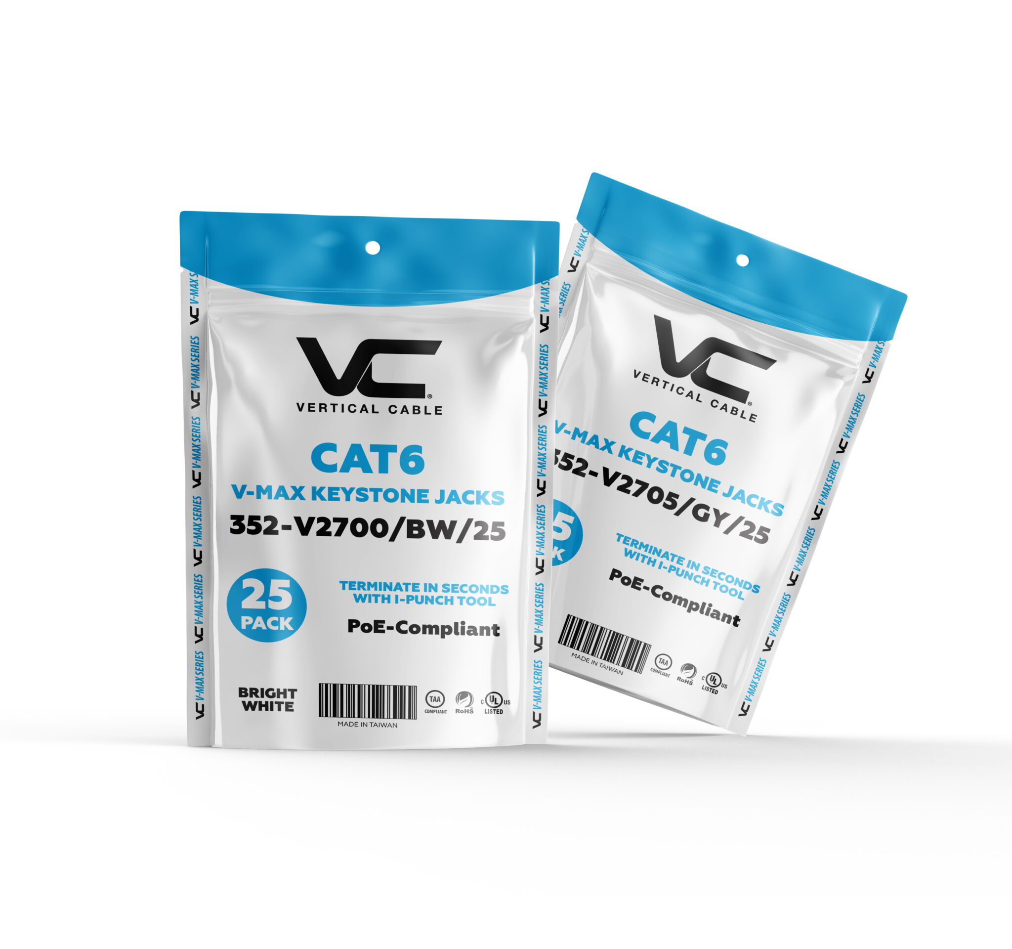CAT6 V-Max Keystone Jacks - 352 Series - Vertical Cable | Low Voltage ...
